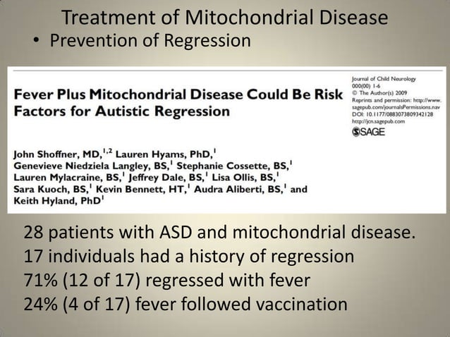 Mitochondrial Disorders and Cerebral Folate Deficiency in Autism ...