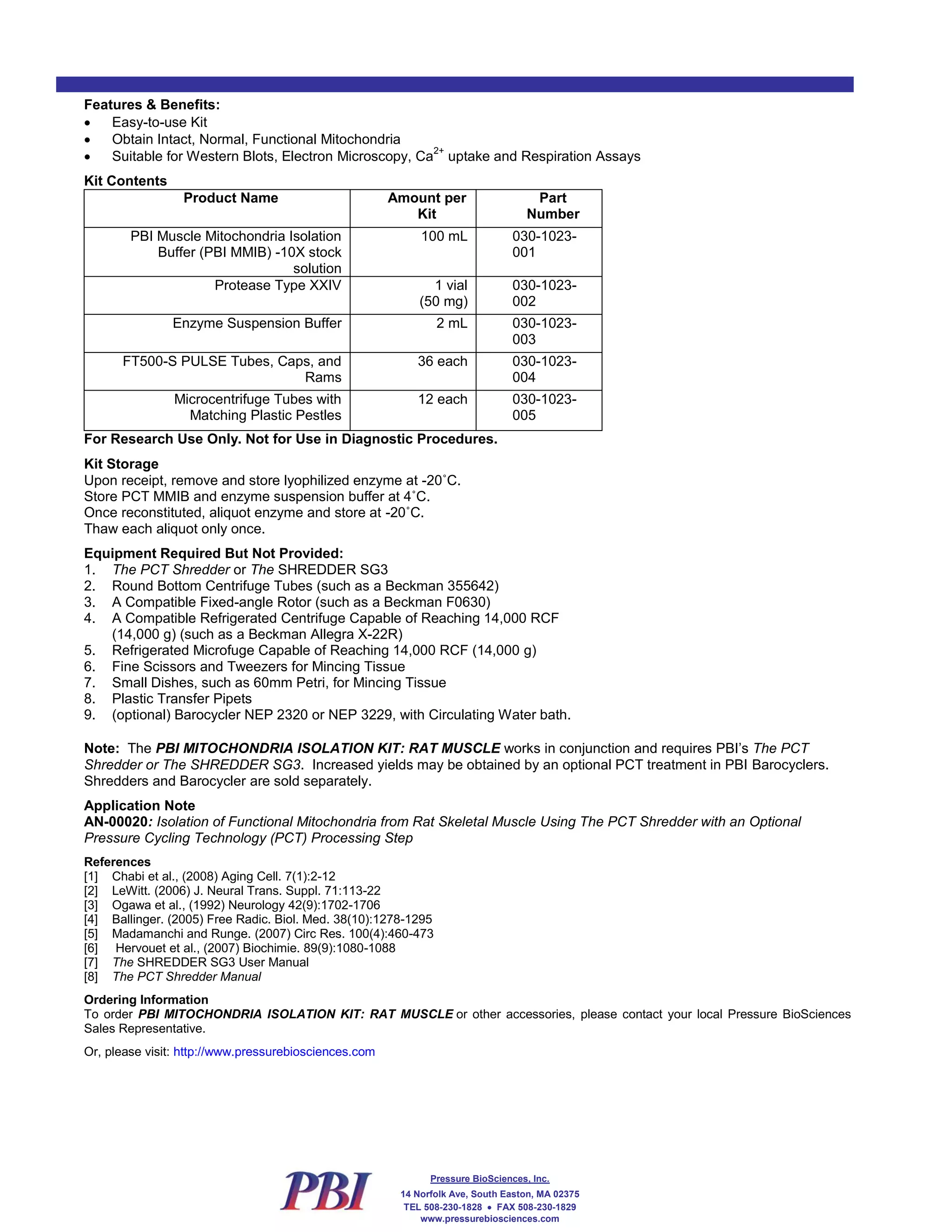 PBI Mitochondria Isolation Kit | PDF