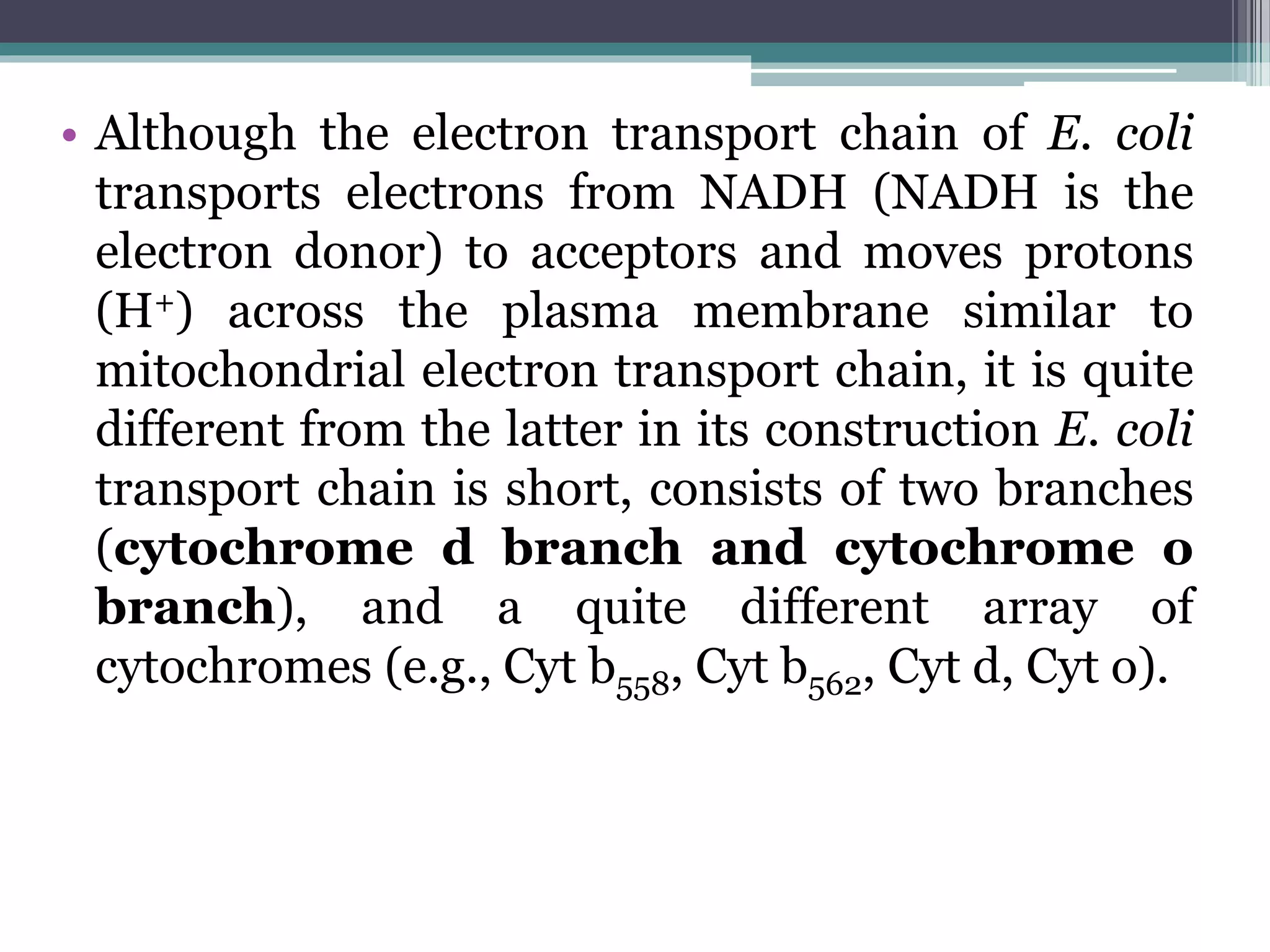 Mitochondrial and bacterial electron transport, oxidation reduction by ...