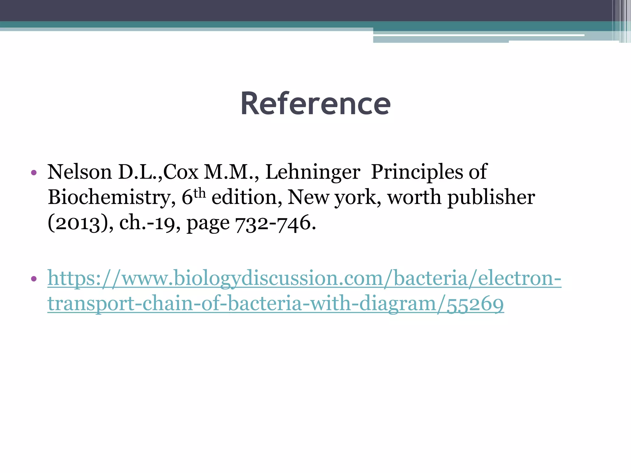 Mitochondrial and bacterial electron transport, oxidation reduction by ...