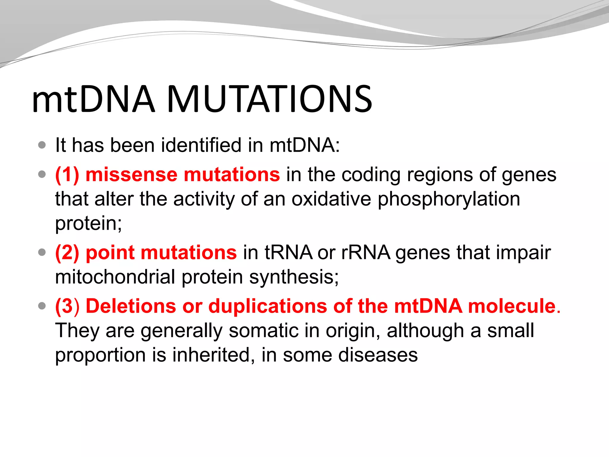 Mitochondrial dna and dysfunctions | PPTX