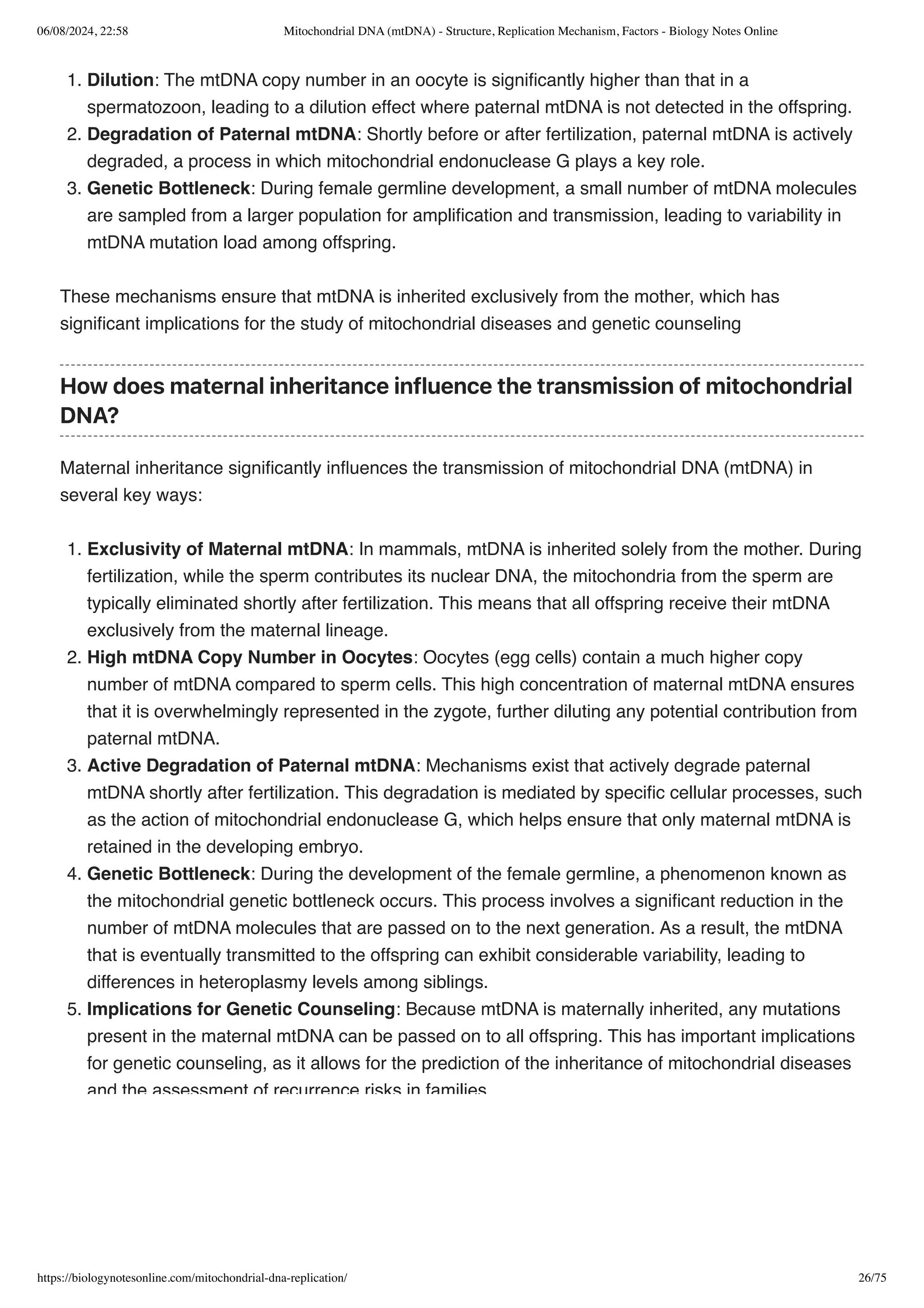 Mitochondrial DNA (mtDNA) - Structure, Replication Mechanism, Factors ...