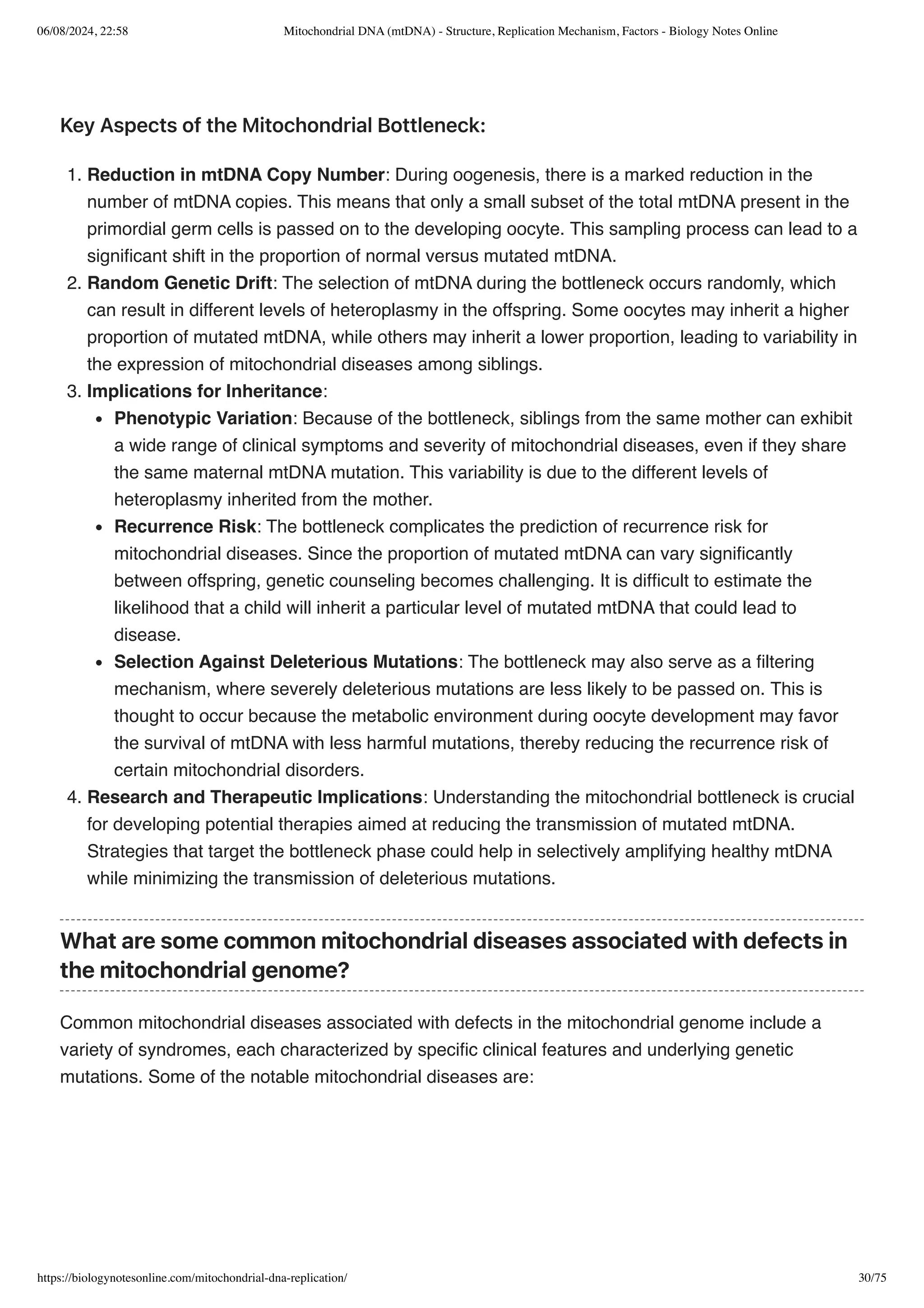 Mitochondrial DNA (mtDNA) - Structure, Replication Mechanism, Factors ...