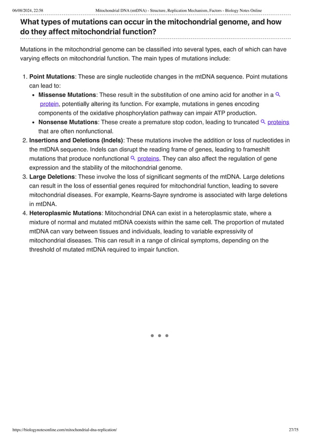 Mitochondrial DNA (mtDNA) - Structure, Replication Mechanism, Factors ...