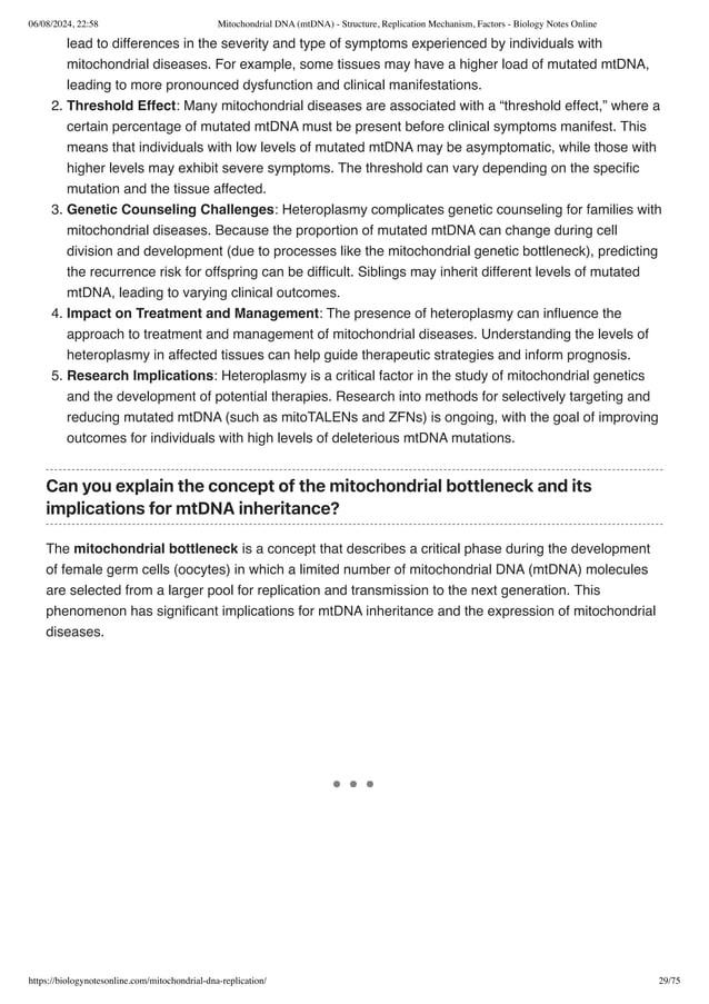 Mitochondrial DNA (mtDNA) - Structure, Replication Mechanism, Factors ...