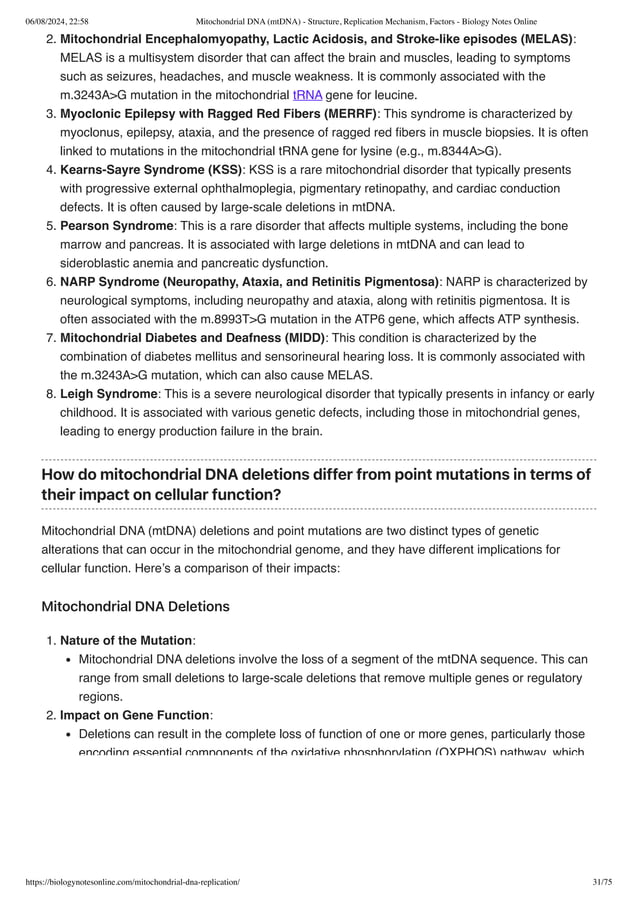 Mitochondrial DNA (mtDNA) - Structure, Replication Mechanism, Factors ...