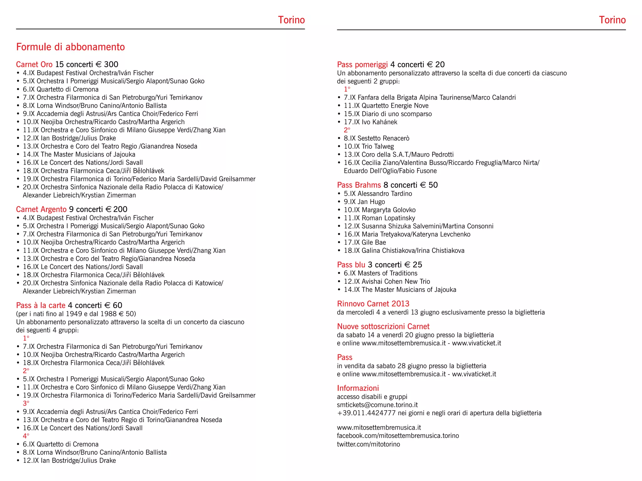 Programma Mito Settembre Musica 2014 a Torino | PDF