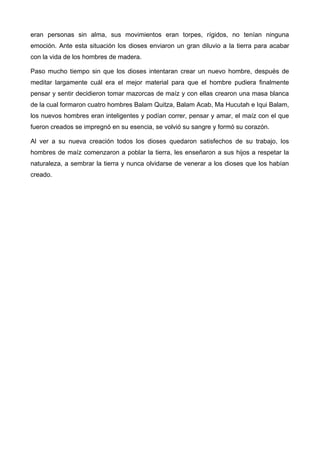 "Mito de la creación de la cultura maya" | DOCX