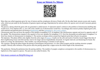 Mitosis And Meiosis | PPT