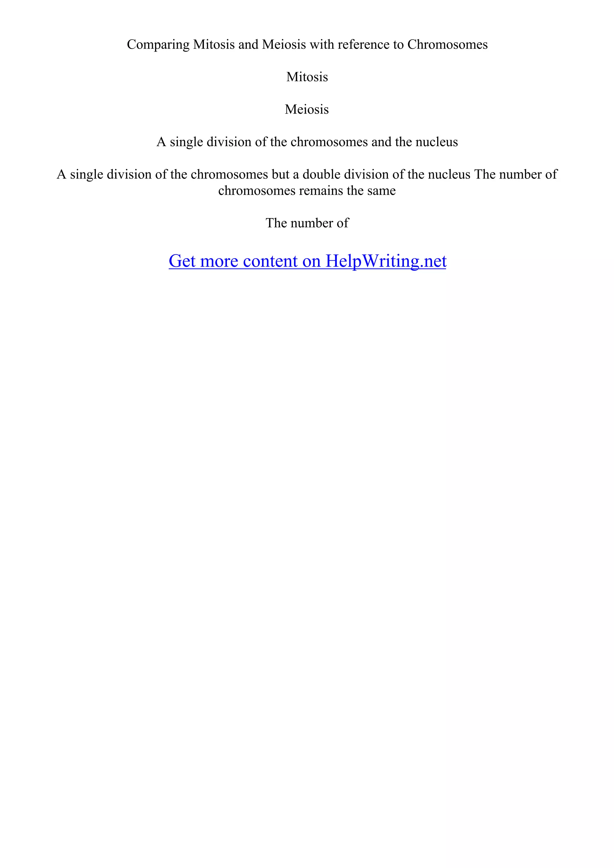 Mitosis And Meiosis Essay | PDF