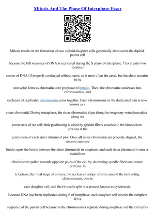 Mitosis Essay | PDF
