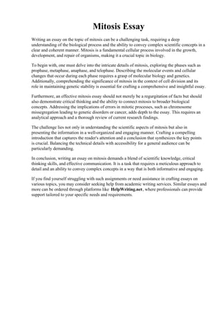 Mitosis Essay | PDF