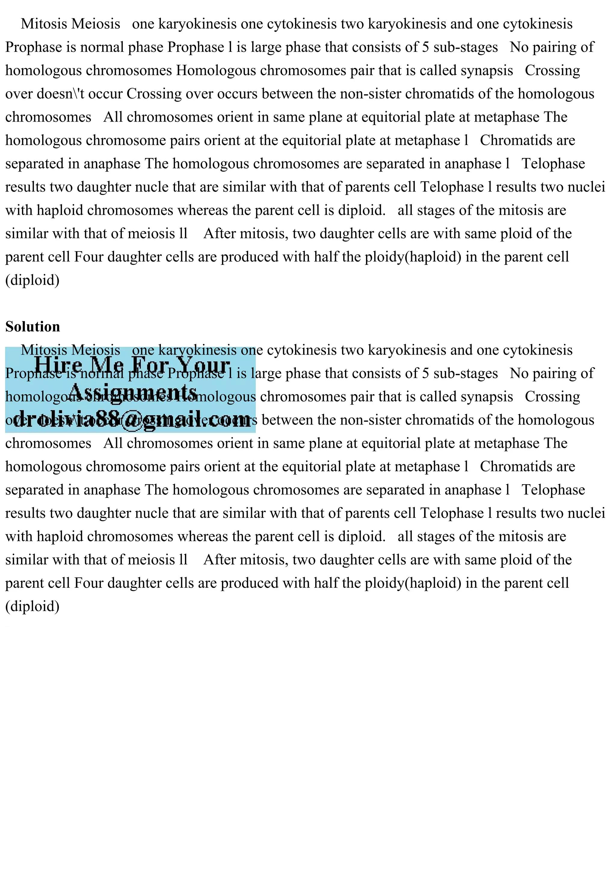 Mitosis Meiosis one karyokinesis one cytokinesis two karyokinesi.pdf