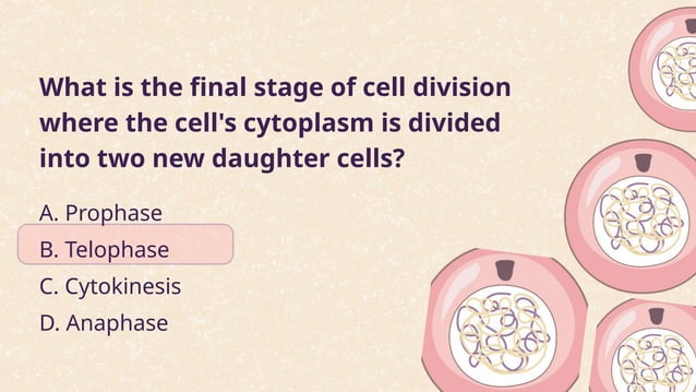 Mitosis Quiz Educational presentation in Pink Tan Purple Fun Handdrawn ...