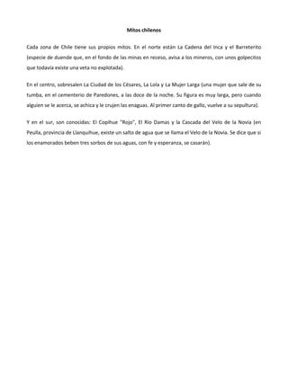 Mitos y leyendas chilenas | PDF