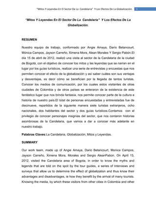 Mitos y leyendas en el sector de la candelaria | DOCX