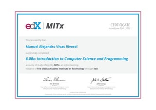 MITx Certificate for Introduction to Computer Science and Programming | PPT