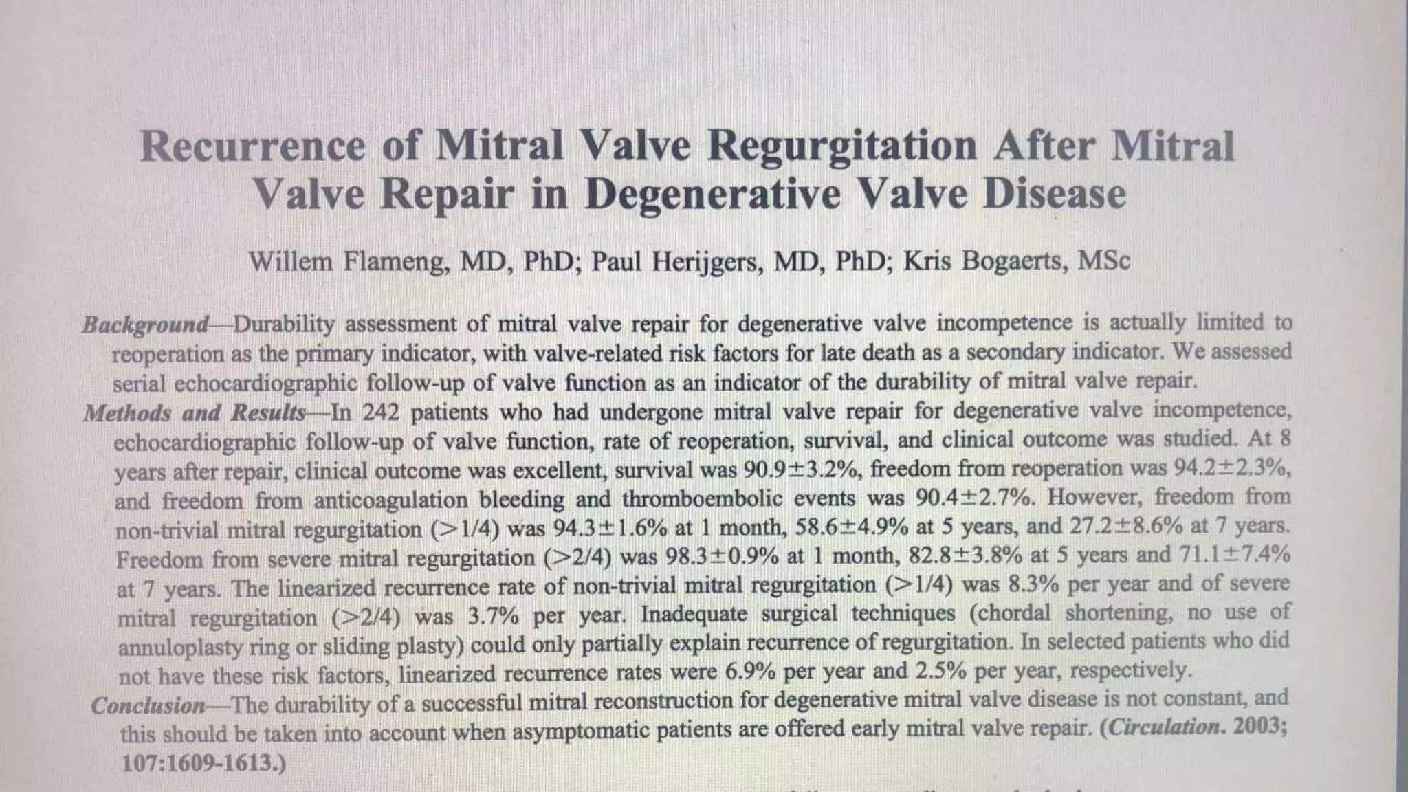 MITRAL REPAIR - HOW DURABLE IS MITRAL VALVE REPAIR ?? | PPTX
