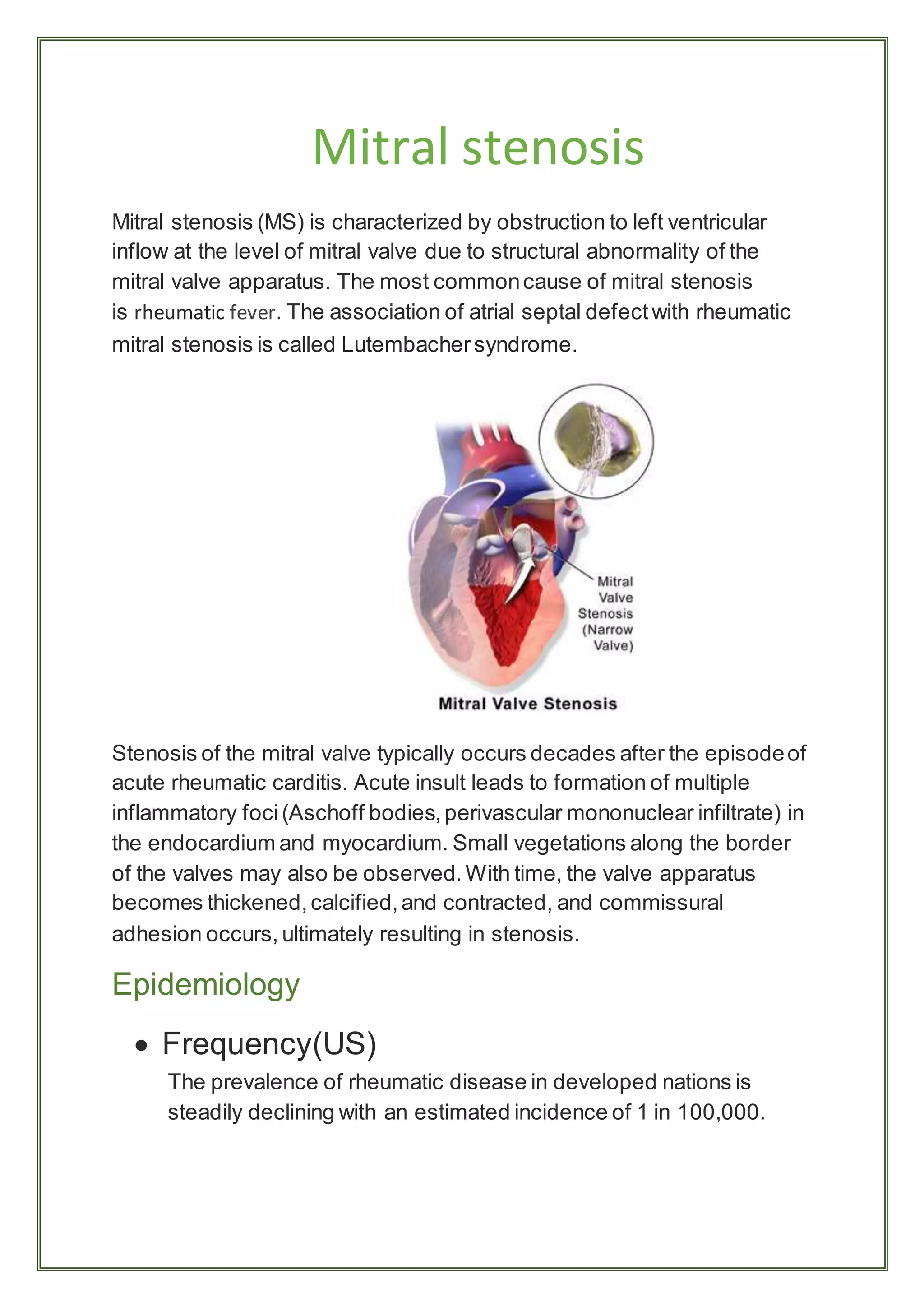 Mitral stenosis (propeduetics) | DOCX