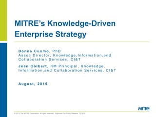 MITRE Knowledge-Driven Enterprise Strategy | PPTX