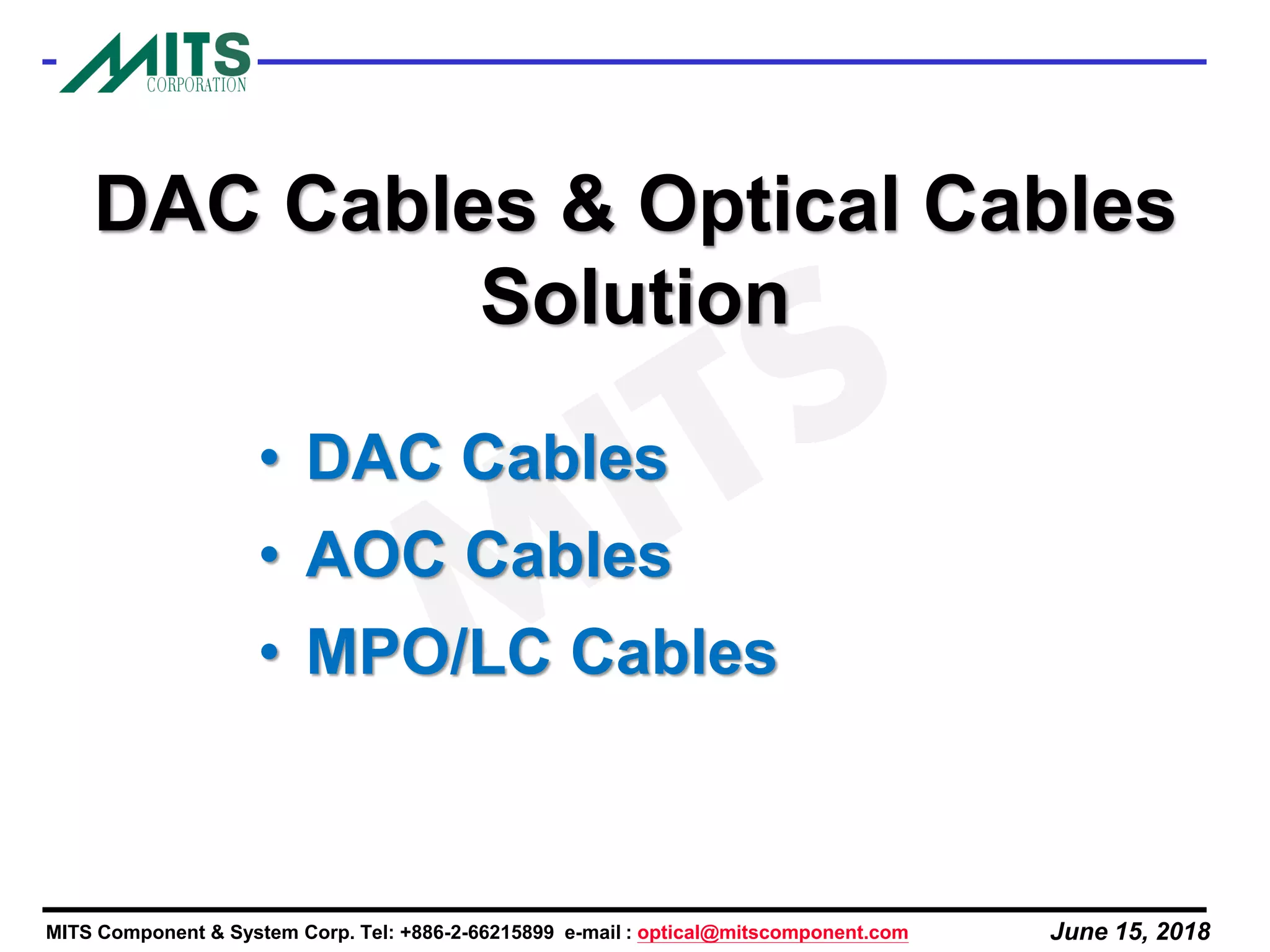 DAC, AOC & MPO/LC cable solution | PPT