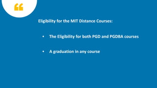 MIT School of Distance Education | PPT