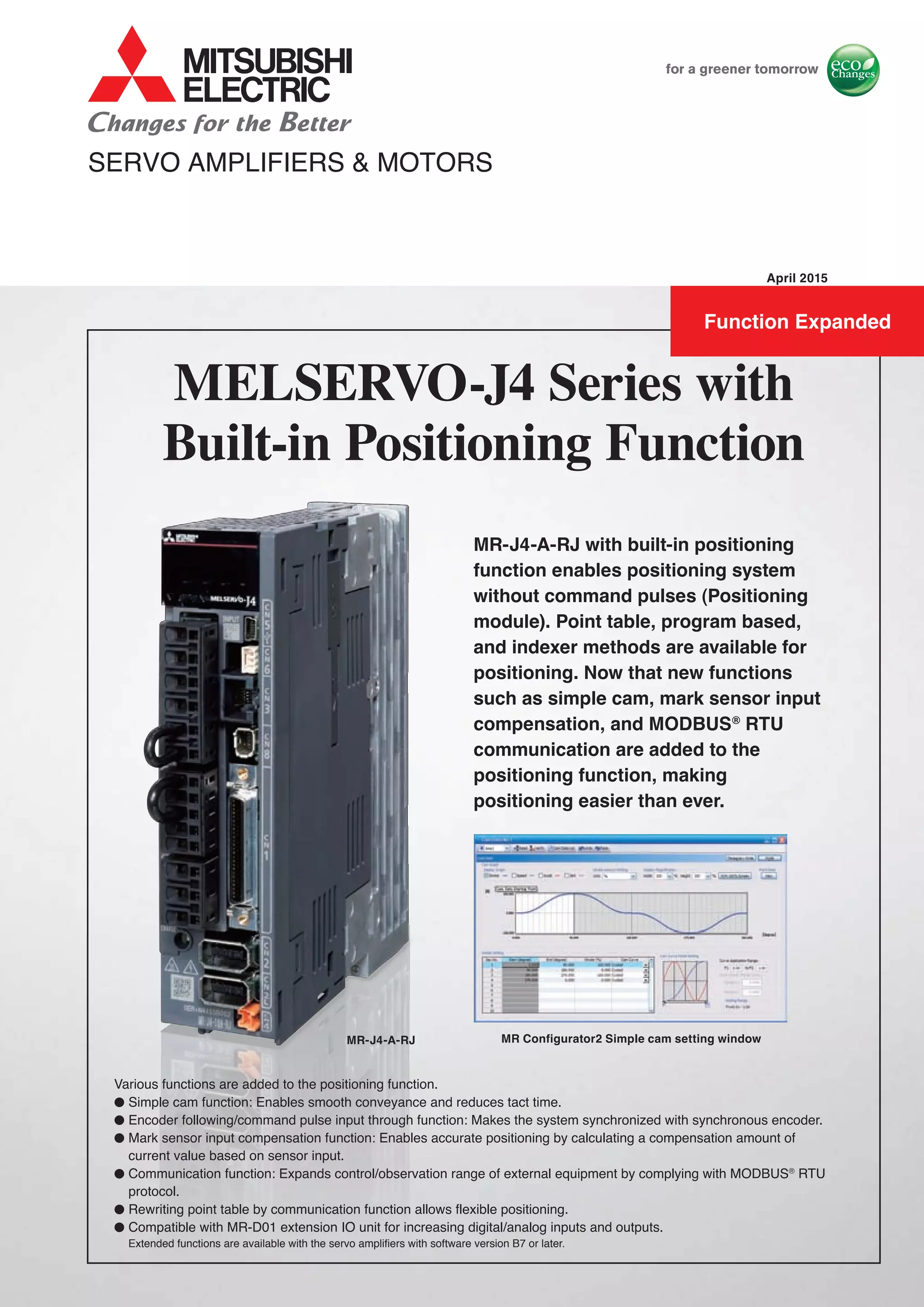 Mitsubishi ac servos melservo j4 series with built-in positioning ...