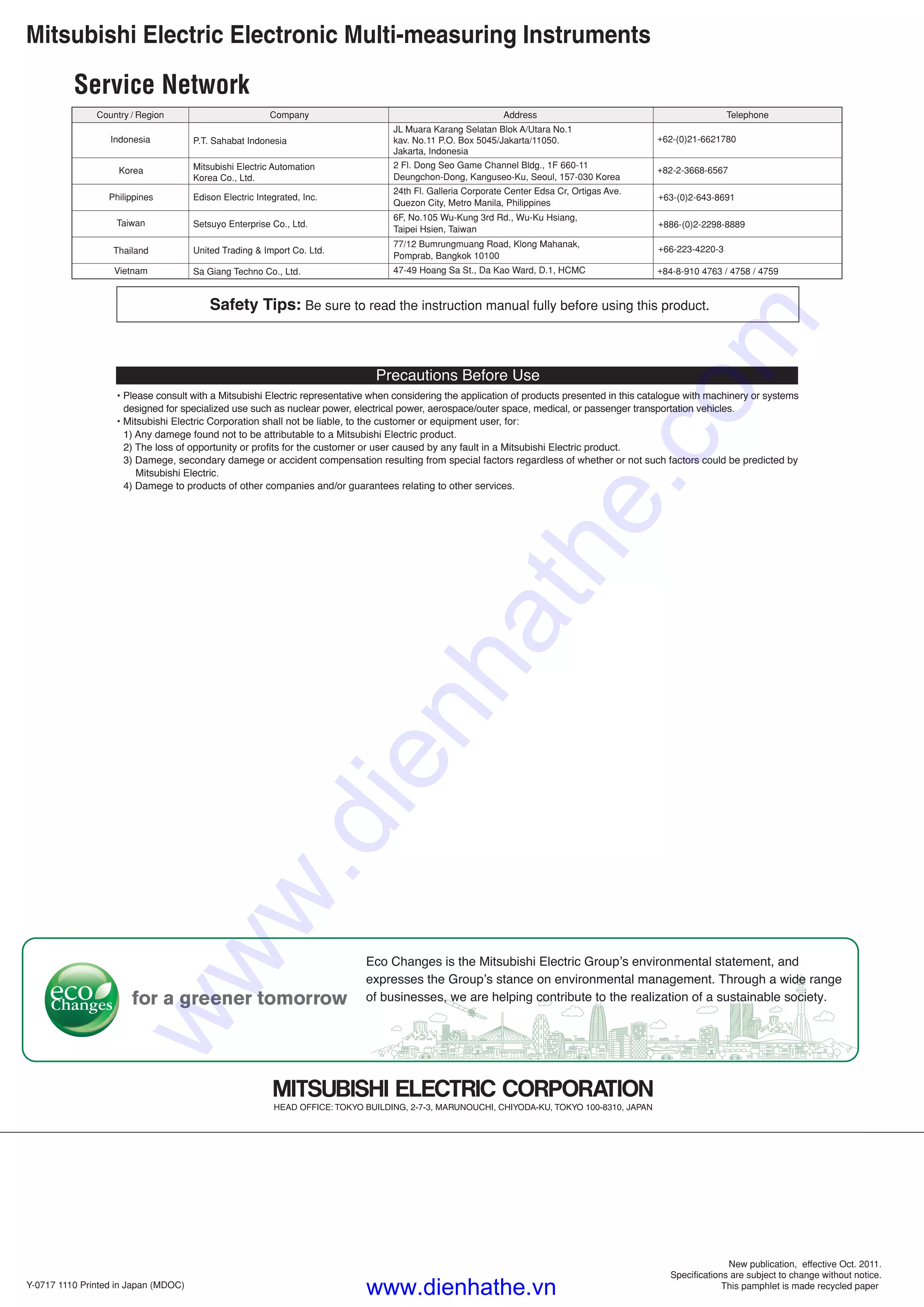 Mitsubishi electronic multi measuring instruments super-s series ...