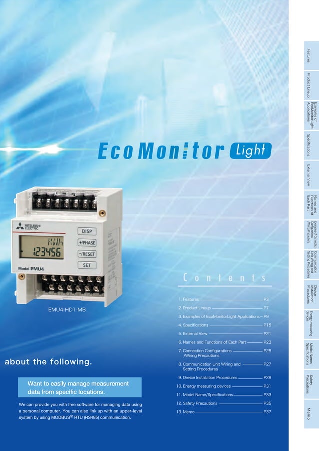 Mitsubishi energy measuring unit eco monitorlight | PDF
