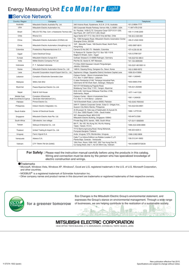 Mitsubishi energy measuring unit eco monitorlight | PDF