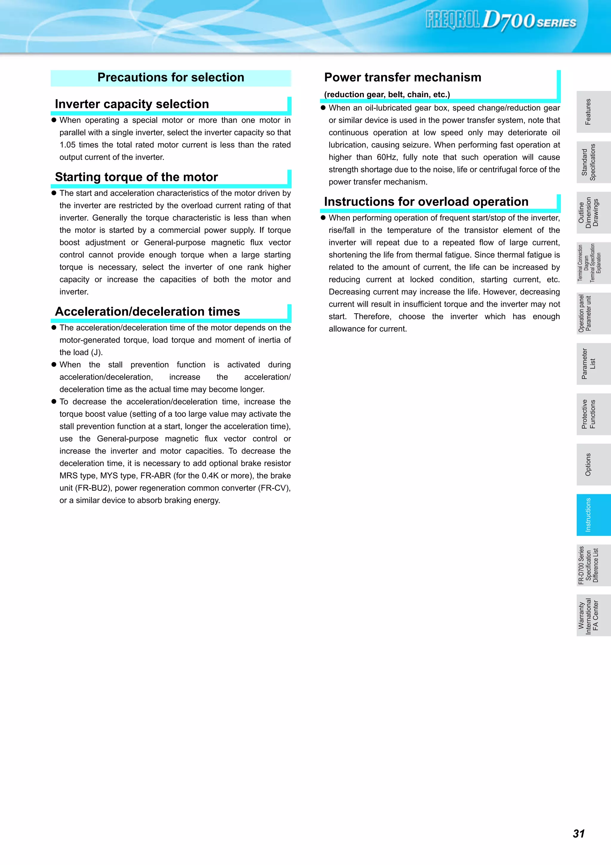 Mitsubishi inverter freqrol-d700 series | PDF