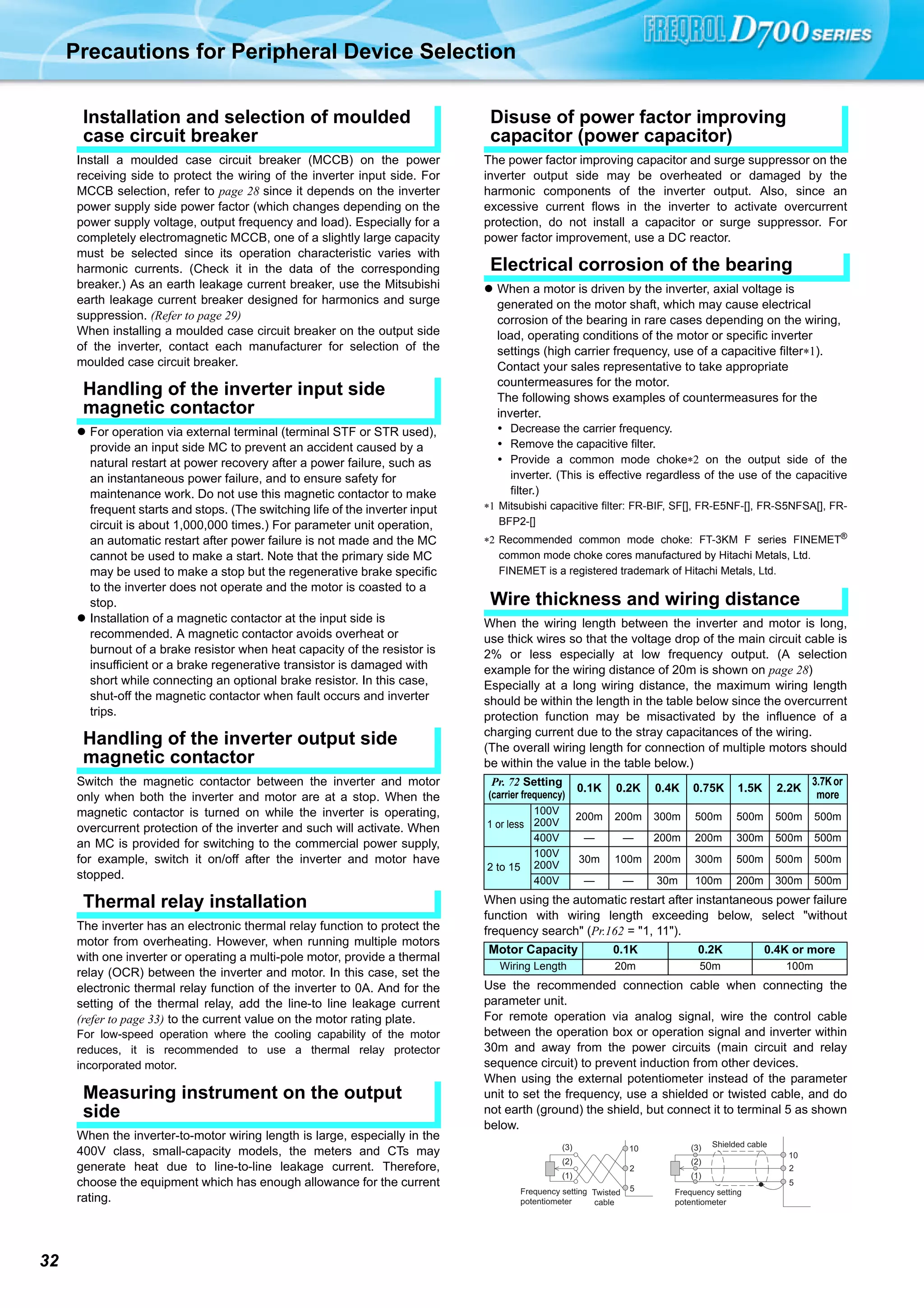 Mitsubishi inverter freqrol-d700 series | PDF