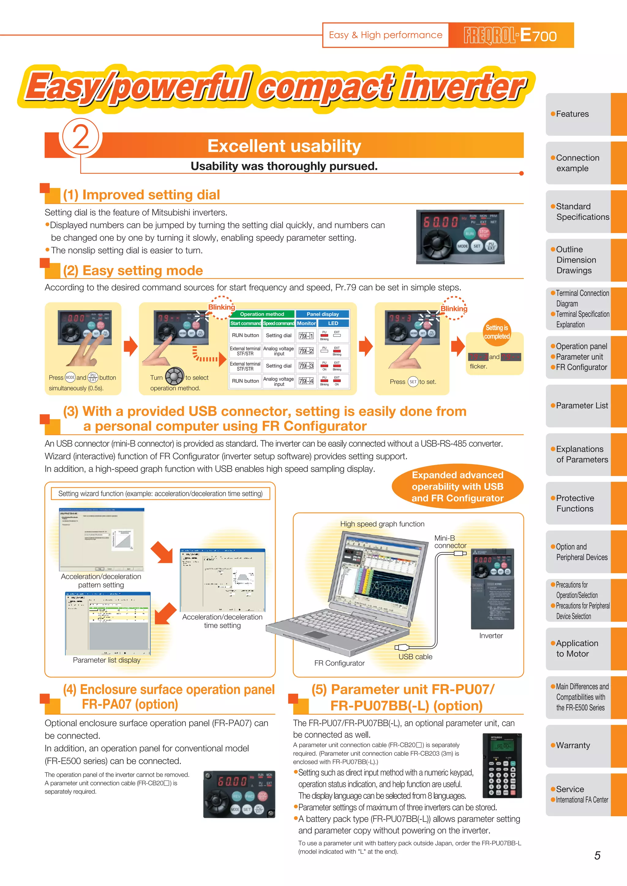 Mitsubishi inverter freqrol-e700 series | PDF