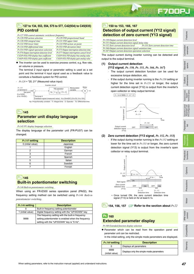 Mitsubishi inverter freqrol-f700 pj series | PDF