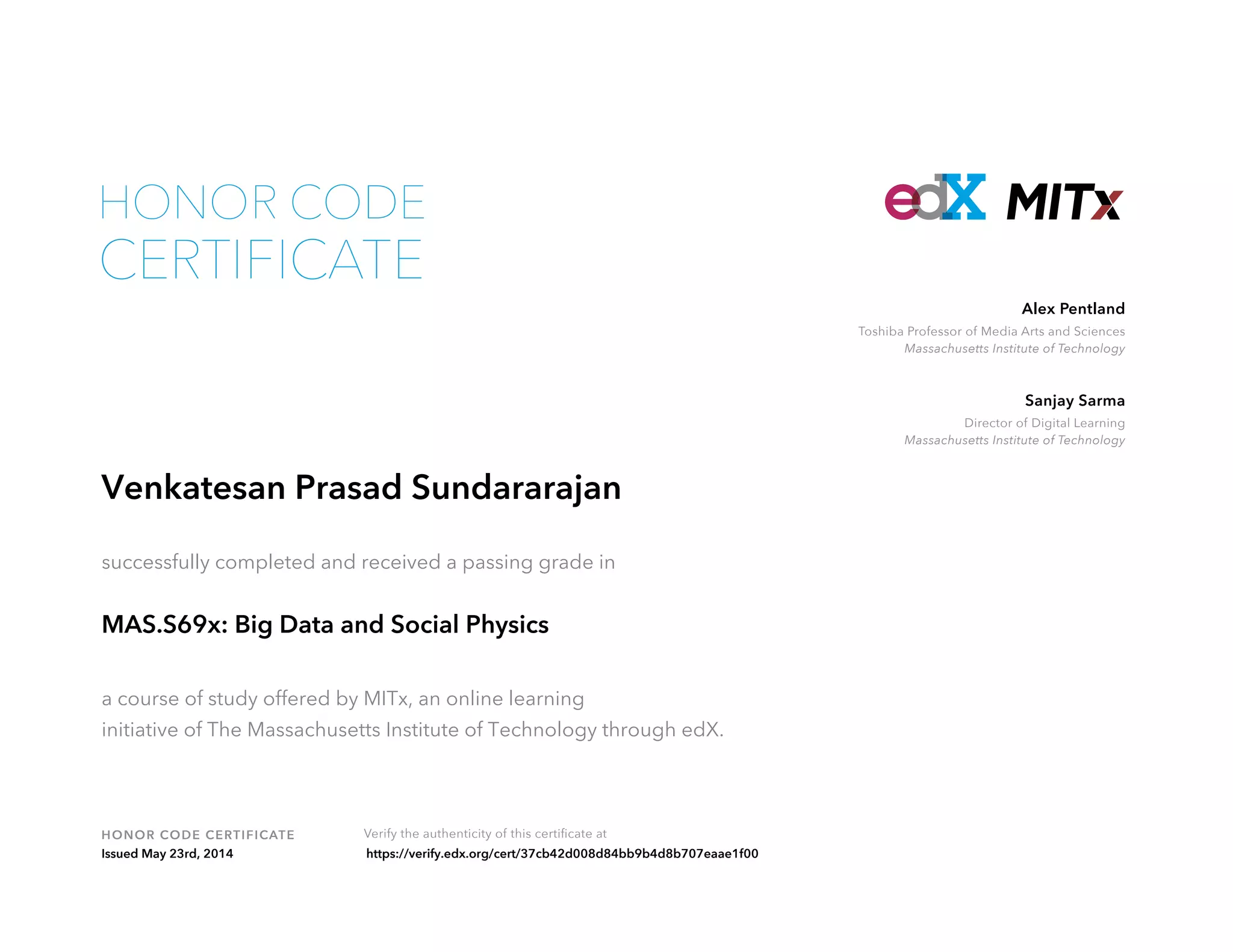 MITx - MAS.S69x Big Data and Social Physics Certificate VPS 2014 | PPT