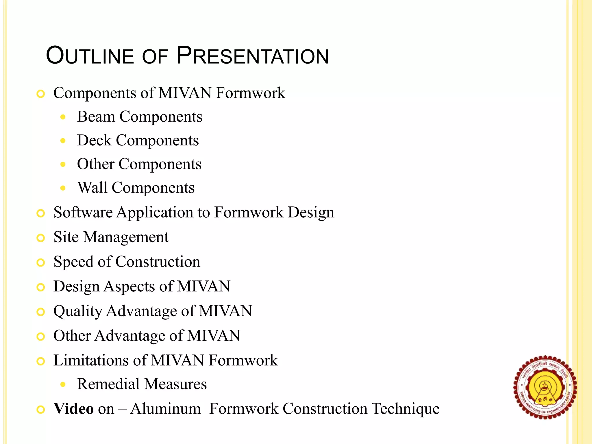 MIVAN_An Aluminum Formwork Construction Technique | PPTX