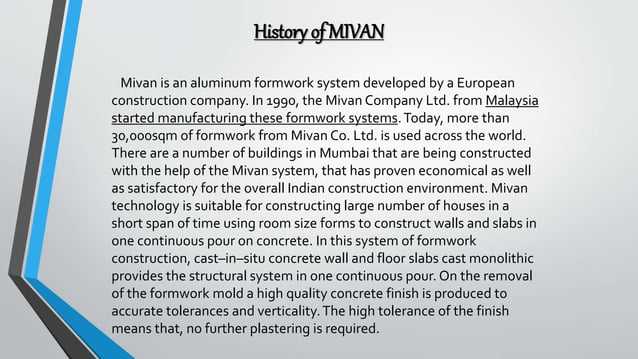 Mivan tech | PPTX | Construction Industry | Industries