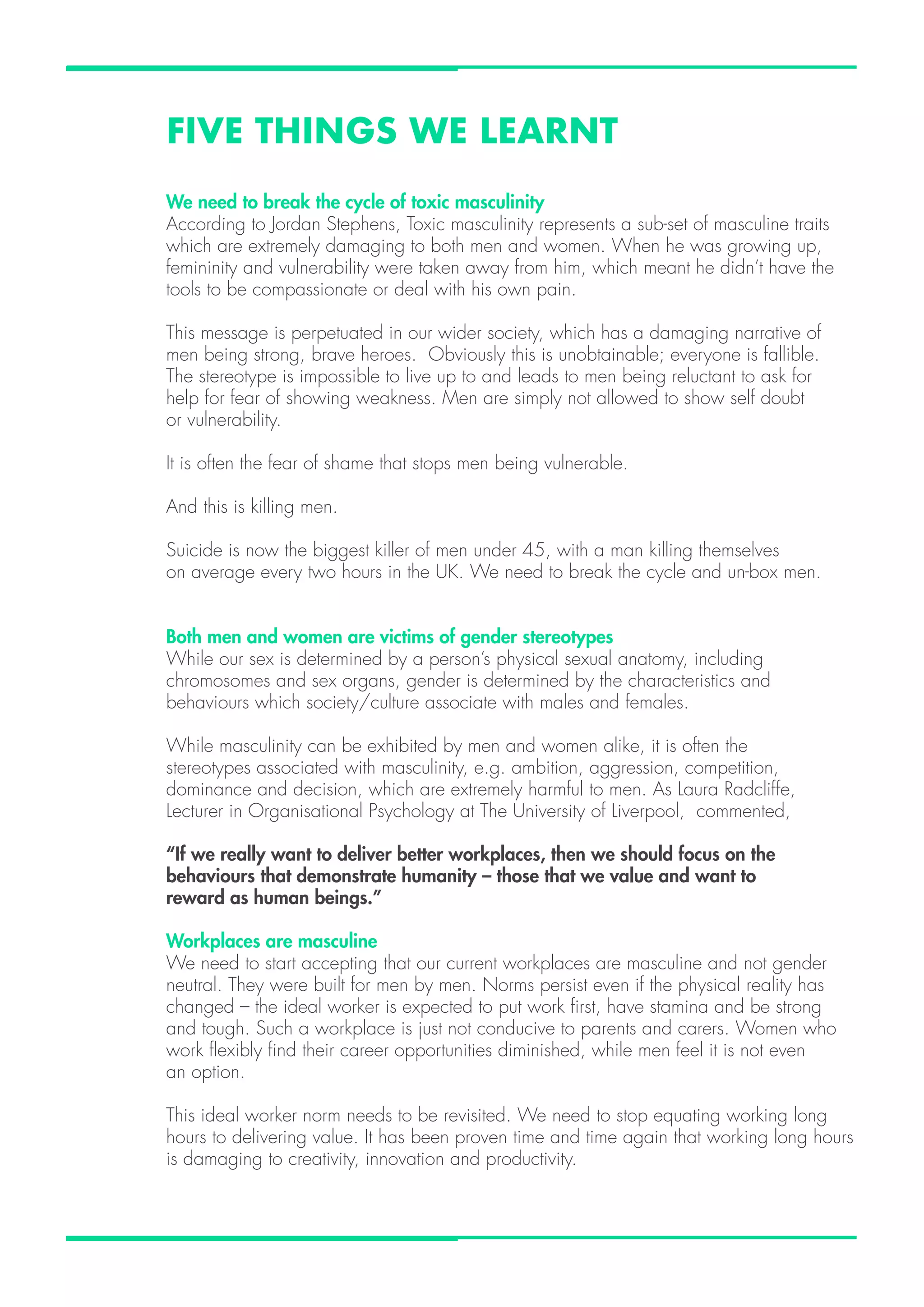 Masculinity in the Workplace Event Report | PDF