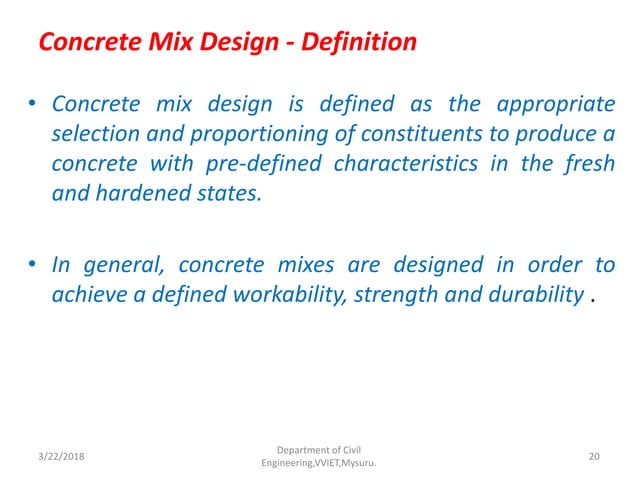 Concrete Mix design as per IS 10262:2009 by Dr.Vinay Kumar B M | PDF