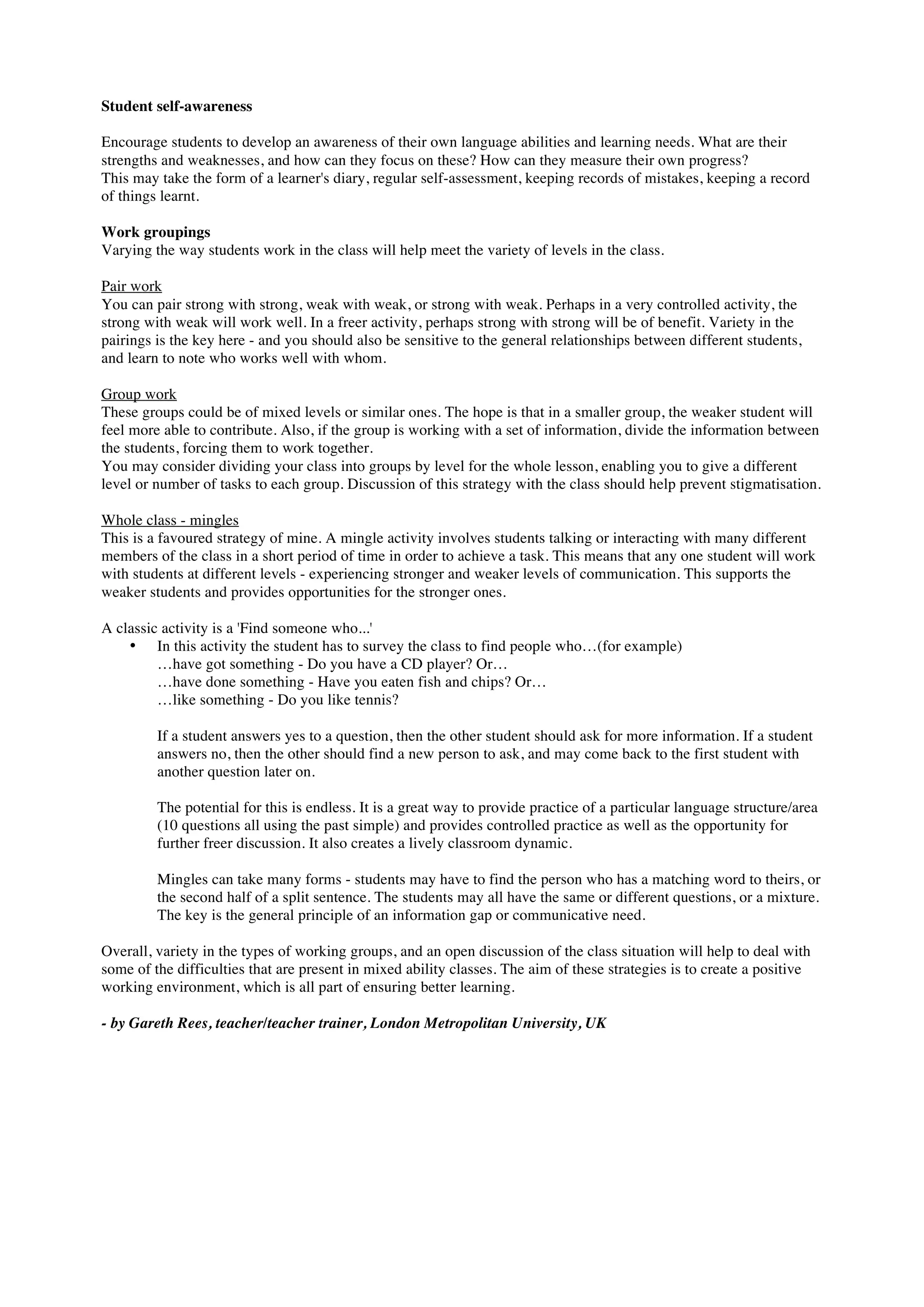 Mixed Ability Classes 1 | PDF