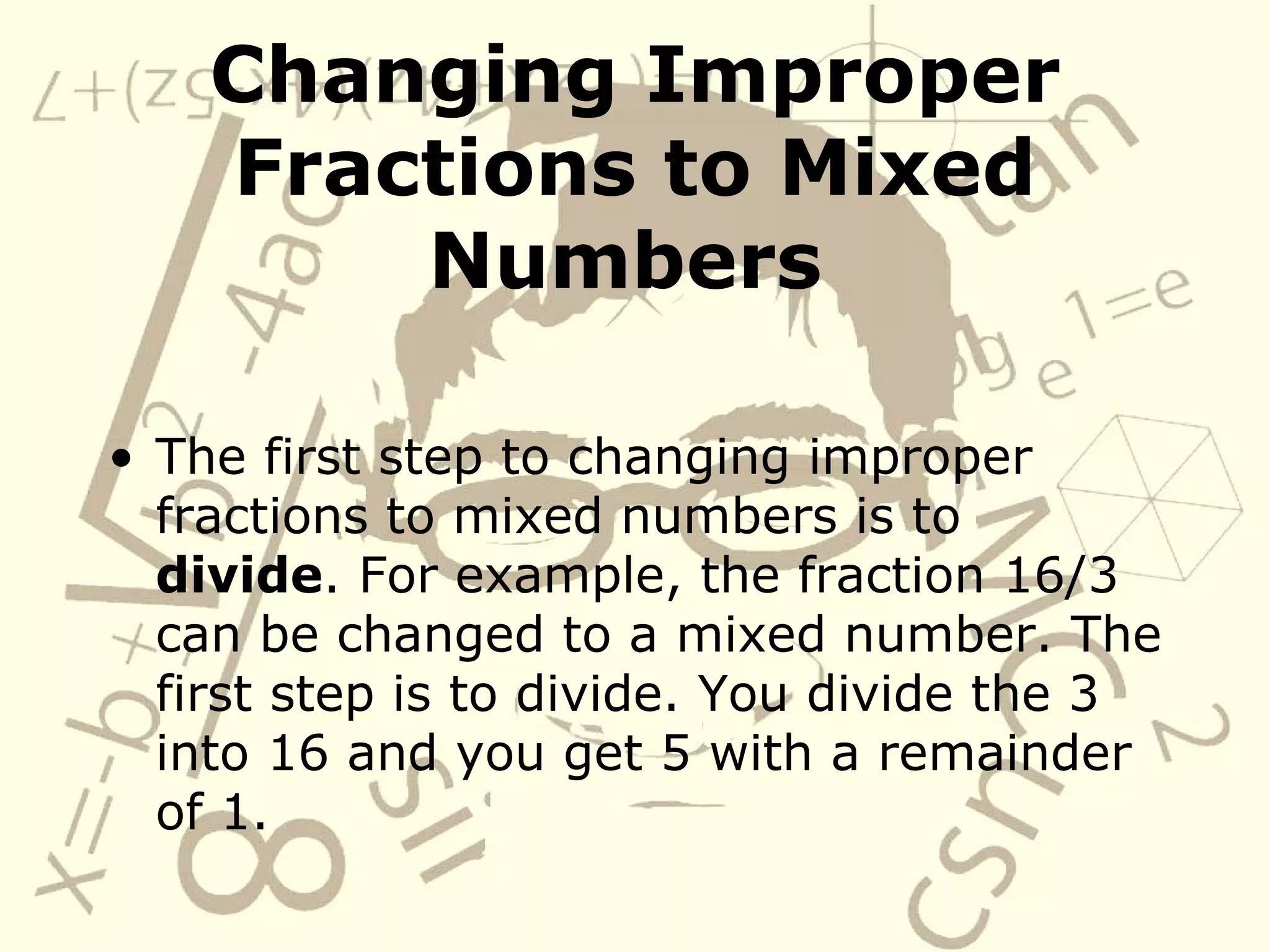 Mixed Numbers To Improper | PPT