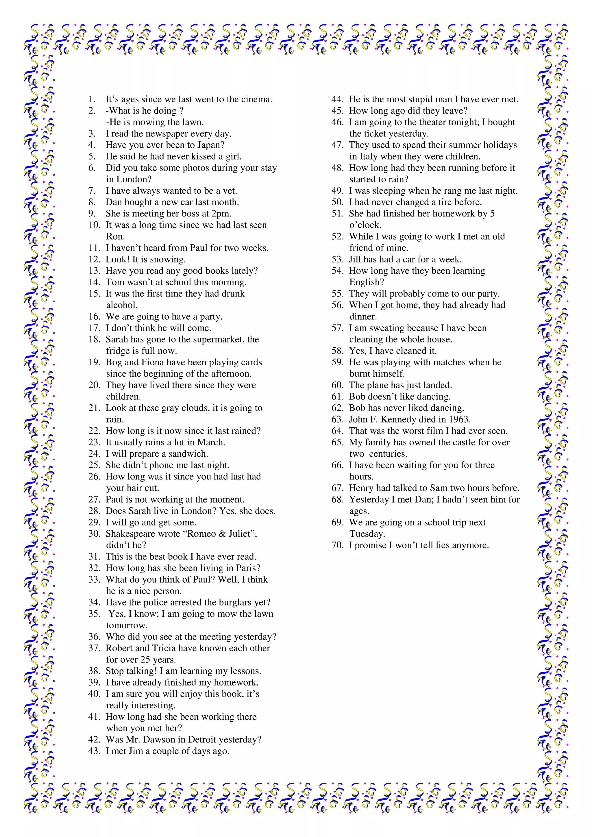 Mixed tenses-2-pages-key | PDF