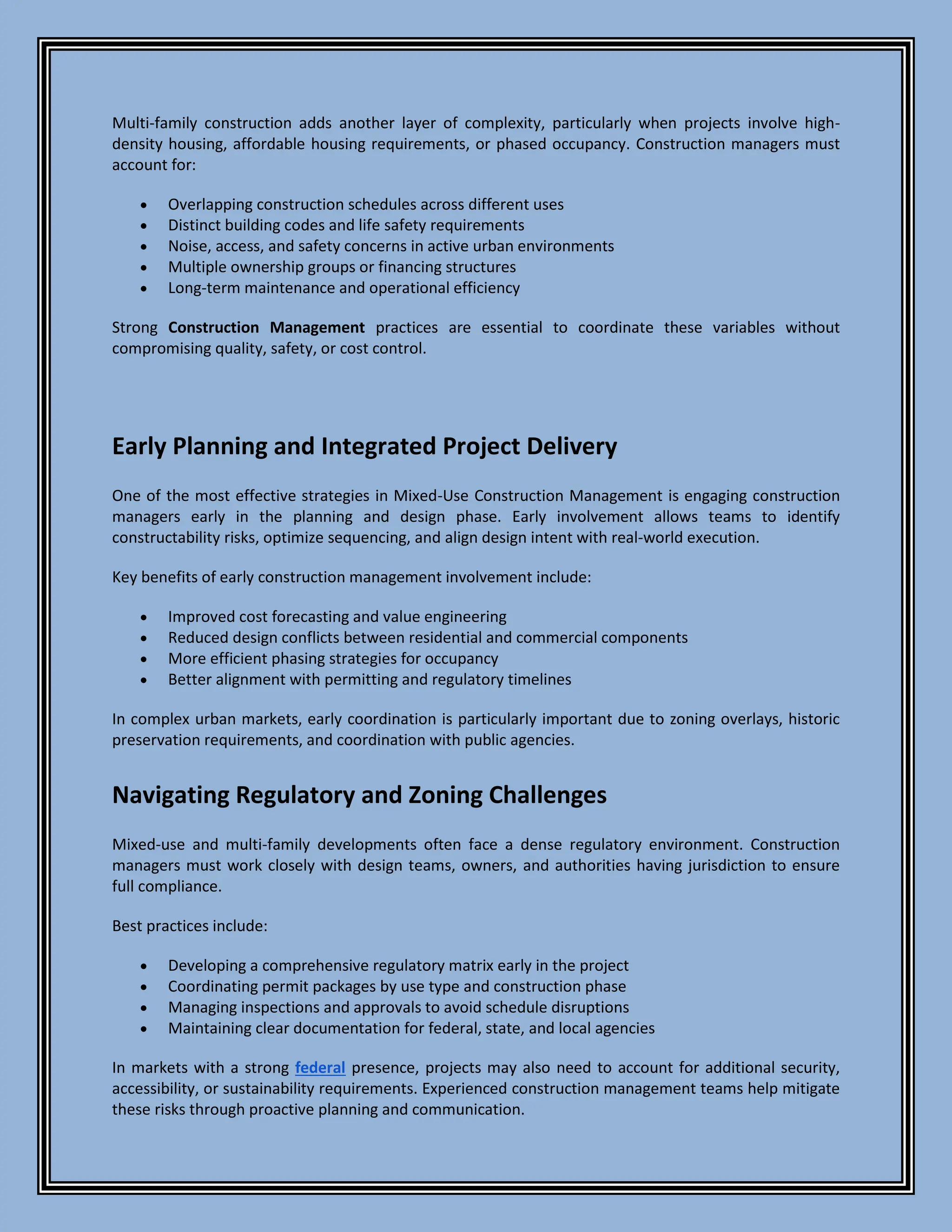 Mixed-Use and Multi-Family Construction Management Best Practices for ...