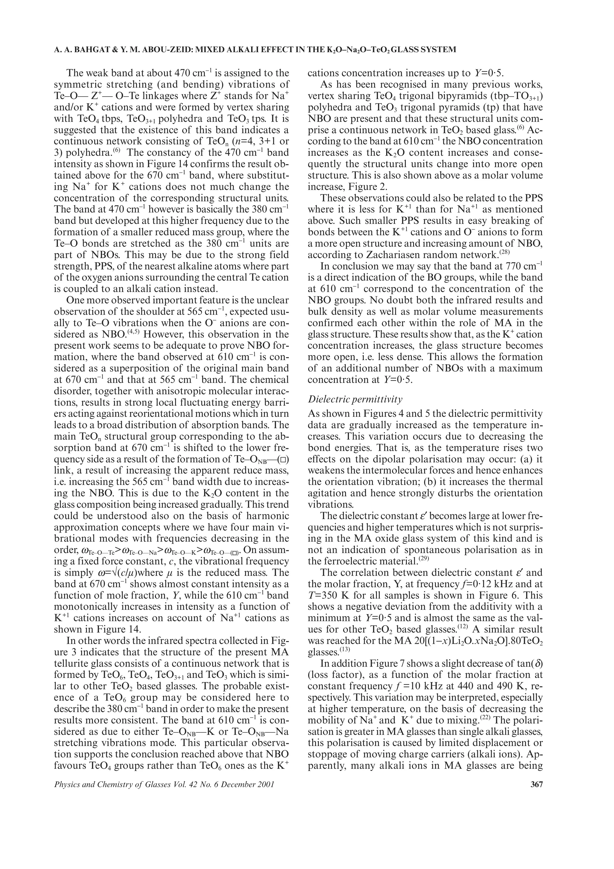 Mixed alkali effect in the k2 o–na2o–teo2 glass system | PDF