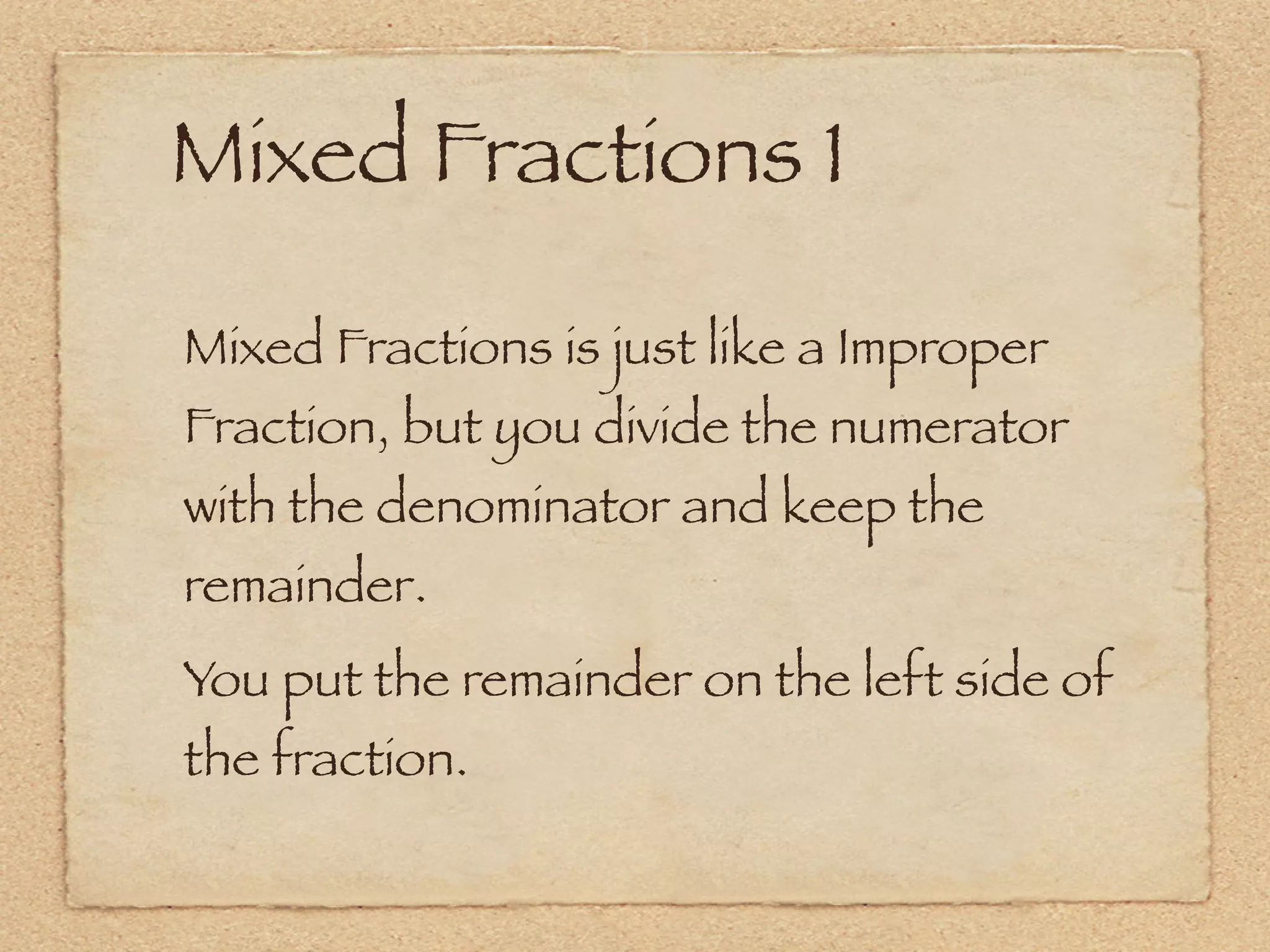Mixed and improper fraction | KEY