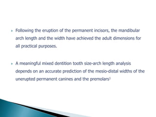 Mixed dentition analysis | PPTX