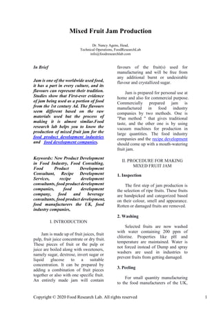 Mixed fruit jam process foodresearchlab | PDF