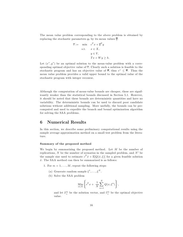 The Sample Average Approximation Method For Stochastic Programs With
