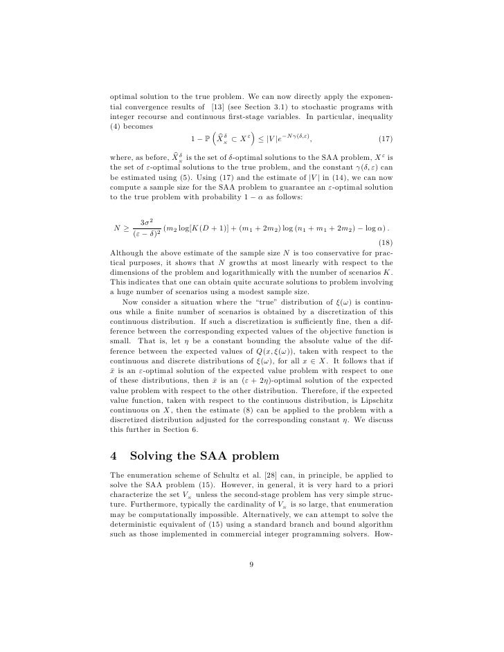 The Sample Average Approximation Method For Stochastic Programs With
