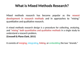 Designing Mixed Methods Research Design. | PPTX